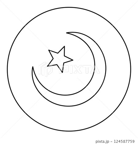 Symbol Alem Islam Halfmoon Arabic moon and star...のイラスト素材 [124587759 ...
