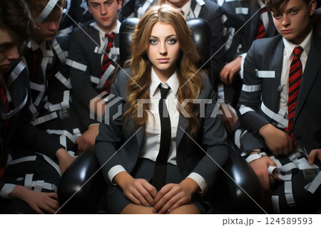 A female public speaker confidently addresses...のイラスト素材 [124589593] - PIXTA