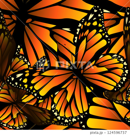 seamless pattern of graphic orange butterflies....のイラスト素材 [124596737 ...