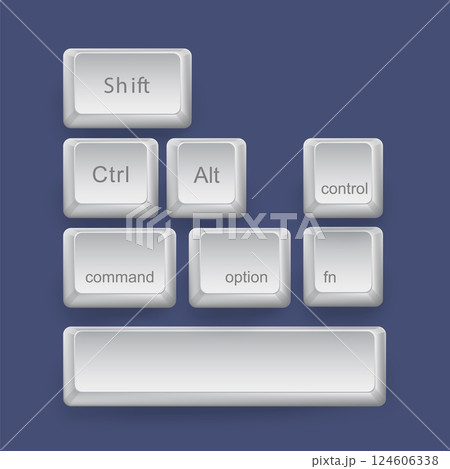 Ctrl Alt Shift 3d keyboard buttons with shadowのイラスト素材 [124606338] - PIXTA