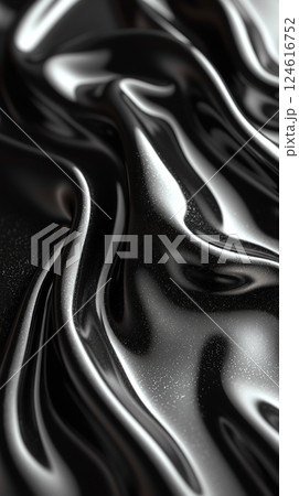 Dramatic flowing black liquid cloth creates an...のイラスト素材 [124616752 ...