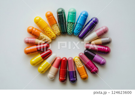 Assorted colorful capsules forming a circleのイラスト素材 [124623600] - PIXTA