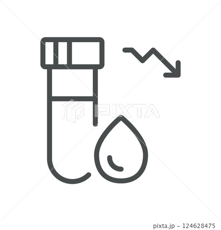 Blood Test Low Results Icon. Thin Line...のイラスト素材 [124628475] - PIXTA