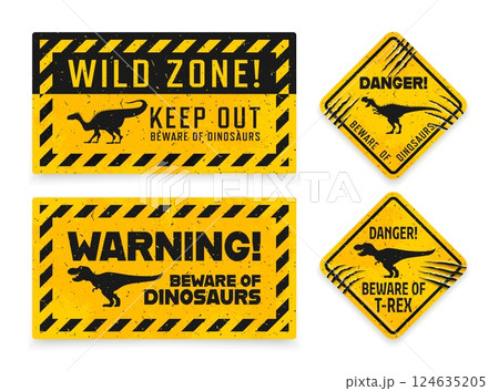 Dinosaur warning signs with claw scratch marks....のイラスト素材 [124635205 ...