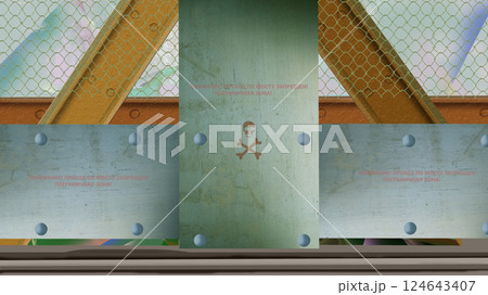 Restricted Bridge with Warning Signs illustrationのイラスト素材 [124643407 ...