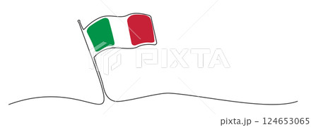 Single line Italy flag, one line Italy symbol,...のイラスト素材 [124653065 ...