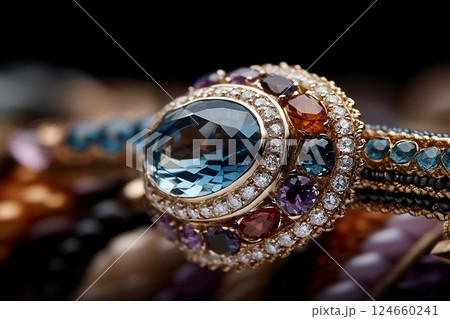 Close-up of an opulent ring adorned with a...のイラスト素材 [124660241] - PIXTA