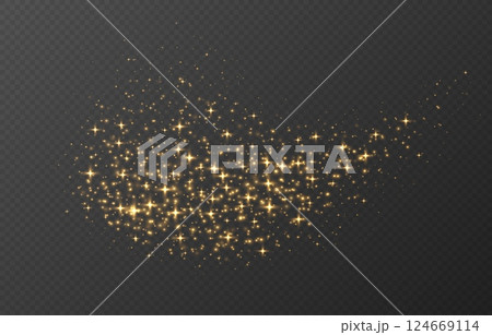 Golden sparkling stars, shiny particles light...のイラスト素材 [124669114] - PIXTA
