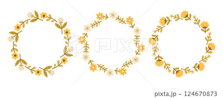 Spring flower circle frame set. Floral circle...のイラスト素材 [124670873] - PIXTA