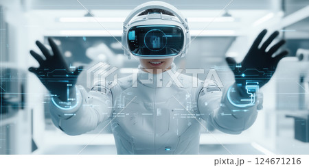 futuristic AI assistant in virtual reality...のイラスト素材 [124671216] - PIXTA