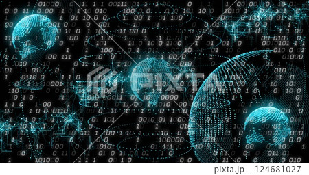 Image of binary coding and data processing over...のイラスト素材 [124681027] - PIXTA