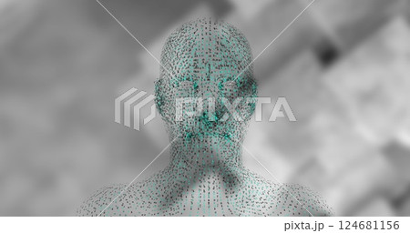 Image of human head with particles moving over...のイラスト素材 [124681156 ...