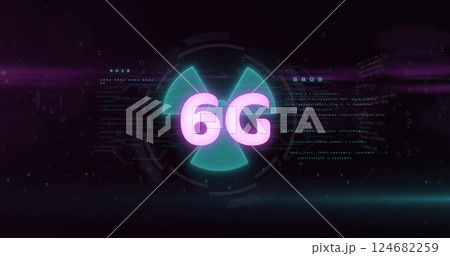 6G text with digital data processing image over...のイラスト素材 [124682259 ...