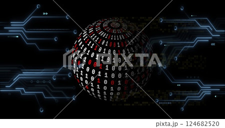 Binary code sphere with digital circuits and...のイラスト素材 [124682520] - PIXTA