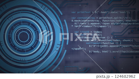 Image of digital data processing over computer...のイラスト素材 [124682962 ...