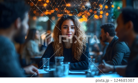 High-level discussion at a roundtable, abstract...のイラスト素材 [124685307 ...