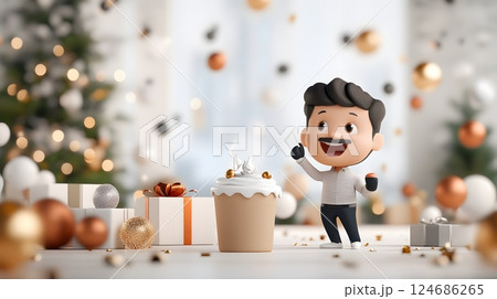3D animated festive scene with employees...のイラスト素材 [124686265] - PIXTA