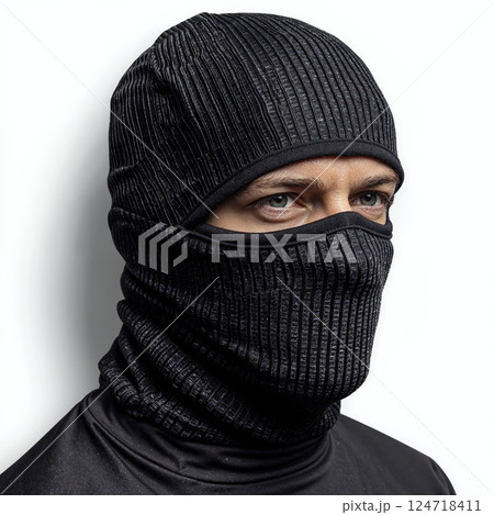 Modern black balaclava minimalist portrait in...のイラスト素材 [124718411] - PIXTA