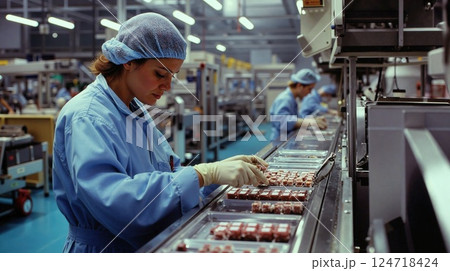 Modern chocolate factory production line with...のイラスト素材 [124718424] - PIXTA