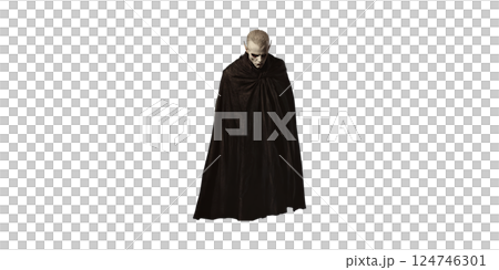 Vampire Character In Dark Cloak. Gothic Horror...のイラスト素材 [124746301 ...