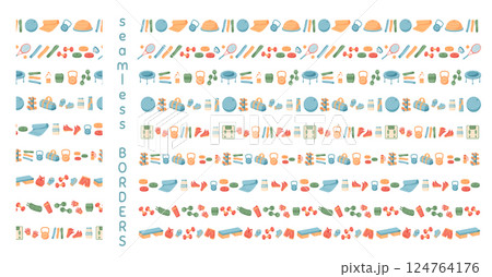 Seamless flat sport equipment border pattern....のイラスト素材 [124764176] - PIXTA