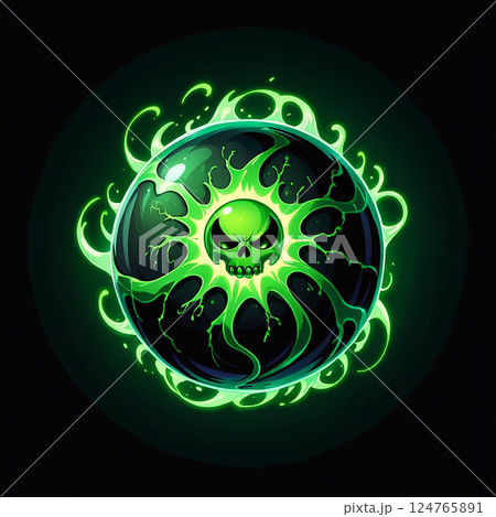 Glowing green skull graphic art with swirling...のイラスト素材 [124765891] - PIXTA