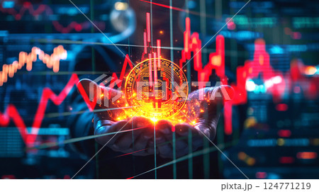 financial turmoil of 2025, featuring symbols of...のイラスト素材 [124771219 ...