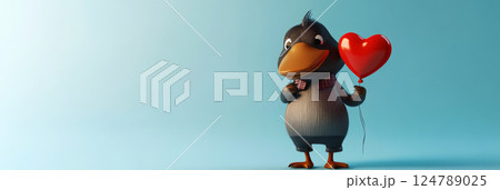 This adorable platypus with a red heart-shaped...のイラスト素材 [124789025 ...