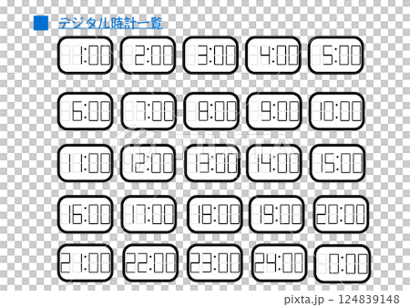 Digital clock set - Stock Illustration [124839148] - PIXTA