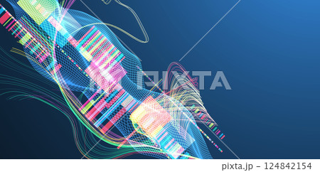 Abstract data waveform background with dynamic...のイラスト素材 [124842154] - PIXTA