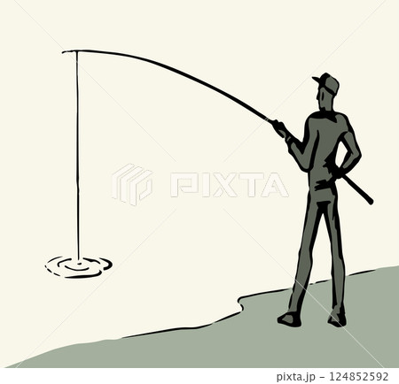 Vector drawing. Man catching fishのイラスト素材 [124852592] - PIXTA