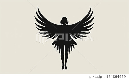 Mystical Winged Female Figure with Graceful...のイラスト素材 [124864459] - PIXTA