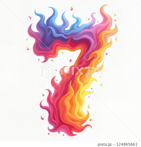 Colorful fiery number seven.のイラスト素材 [124865661] - PIXTA