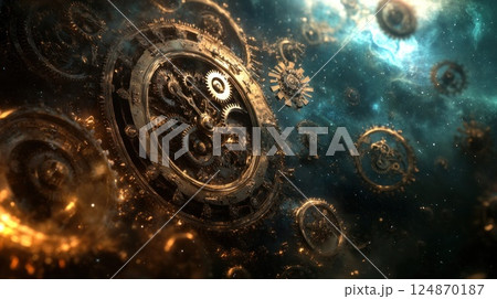 Cosmic clockwork gears in nebula.のイラスト素材 [124870187] - PIXTA