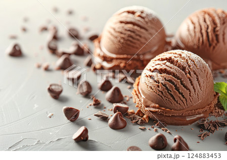 Chocolate Ice Cream With Chocolate Drops....のイラスト素材 [124883453] - PIXTA