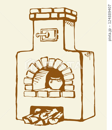 Old Russian stove. Vector drawingのイラスト素材 [124889407] - PIXTA