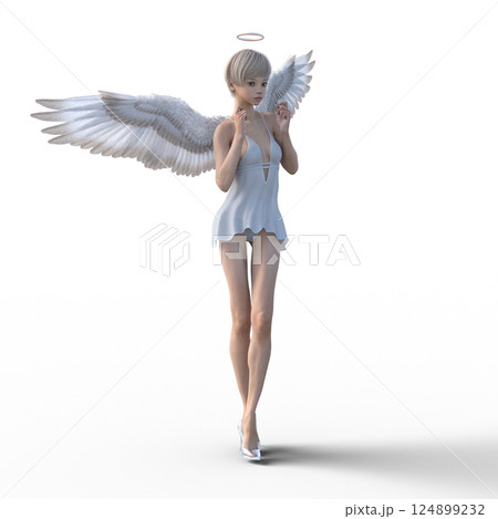 ガラスの靴を履いた可愛い天使 3DCG イラスト素材のイラスト素材 [124899232] - PIXTA
