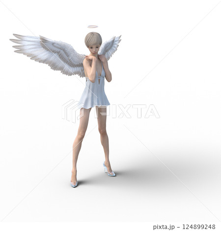 ガラスの靴を履いた可愛い天使 3DCG イラスト素材のイラスト素材 [124899248] - PIXTA