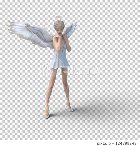 ガラスの靴を履いた可愛い天使 3DCG イラスト素材のイラスト素材 [124899248] - PIXTA