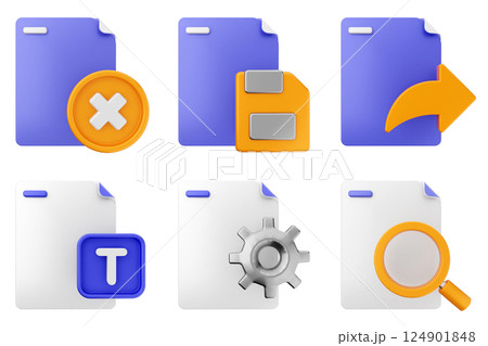 3d file document icon set bundleのイラスト素材 [124901848] - PIXTA