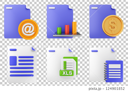 3d file document icon set bundleのイラスト素材 [124901852] - PIXTA