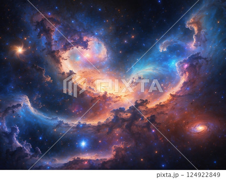 View of coloful galaxy and stars from outer...のイラスト素材 [124922849] - PIXTA