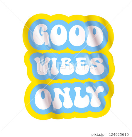 Good Vibes Only blue groovy aesthetic sticker...のイラスト素材 [124925610] - PIXTA
