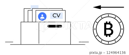 Stack of digital CVs in a folder next to...のイラスト素材 [124964136] - PIXTA