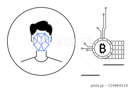 A person with geometric facial recognition...のイラスト素材 [124964519] - PIXTA