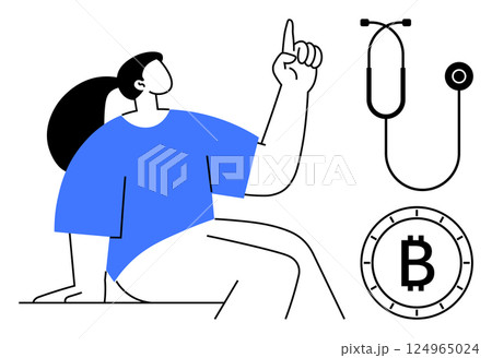 Person pointing upwards, stethoscope, Bitcoin...のイラスト素材 [124965024] - PIXTA