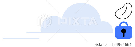 Cloud with lock highlights security. Ideal for...のイラスト素材 [124965664 ...