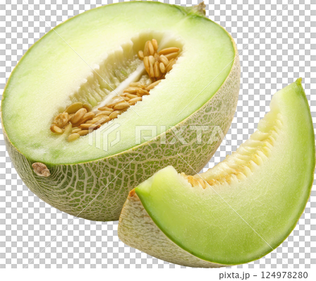 Honeydew melon its bright green flesh and sweet...-插圖素材 [124978280 ...
