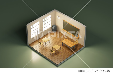 Isometric School Class Room. 3D Renderingのイラスト素材 [124983030] - PIXTA