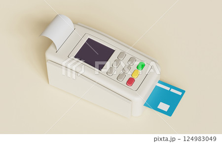 Retro Credit Card POS Machine Mock up. 3D...のイラスト素材 [124983049] - PIXTA
